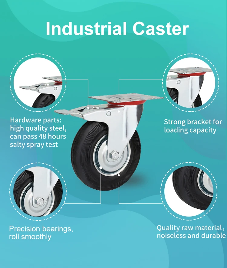 Heavy Duty 8 Inch 6 Inch Industrial Caster Wheels Plate Casters with ...