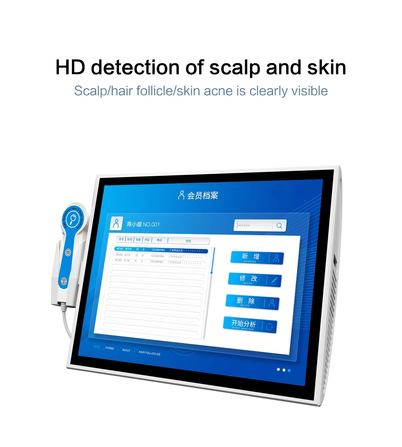 Professional 15 Inches Hair Analysis Machine for Scalp Care Therapy ...