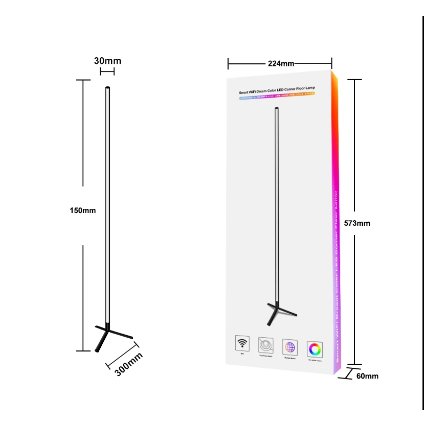 Modern Bedroom Black Led Simple Rgb Floor Light Color Changing Minimum ...