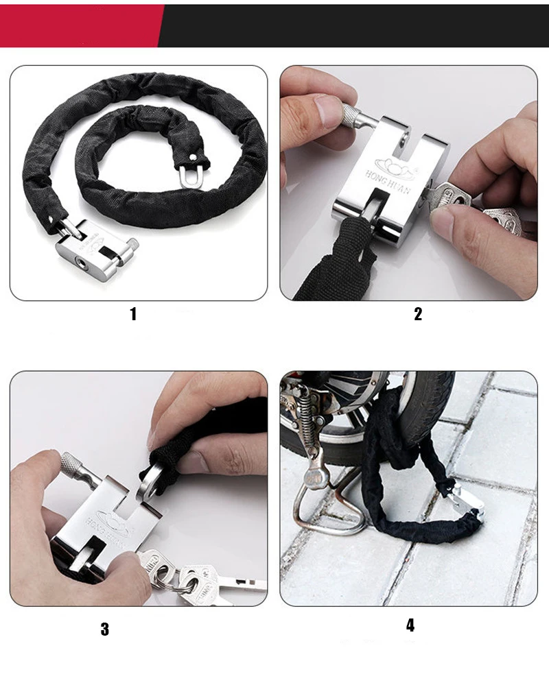 Customizable Anti-Theft High Security Chain Lock Bicycle Thickening ...