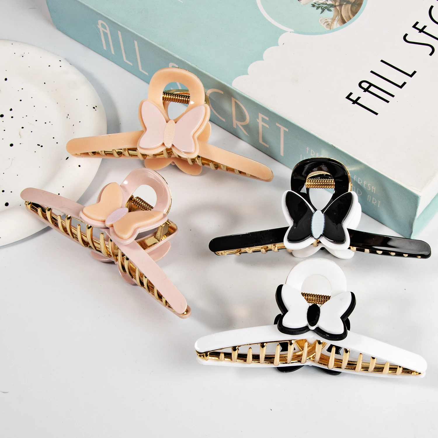 Grab Clip Large Korean Adult Hair Accessories Bow Simple Clip Headpiece ...