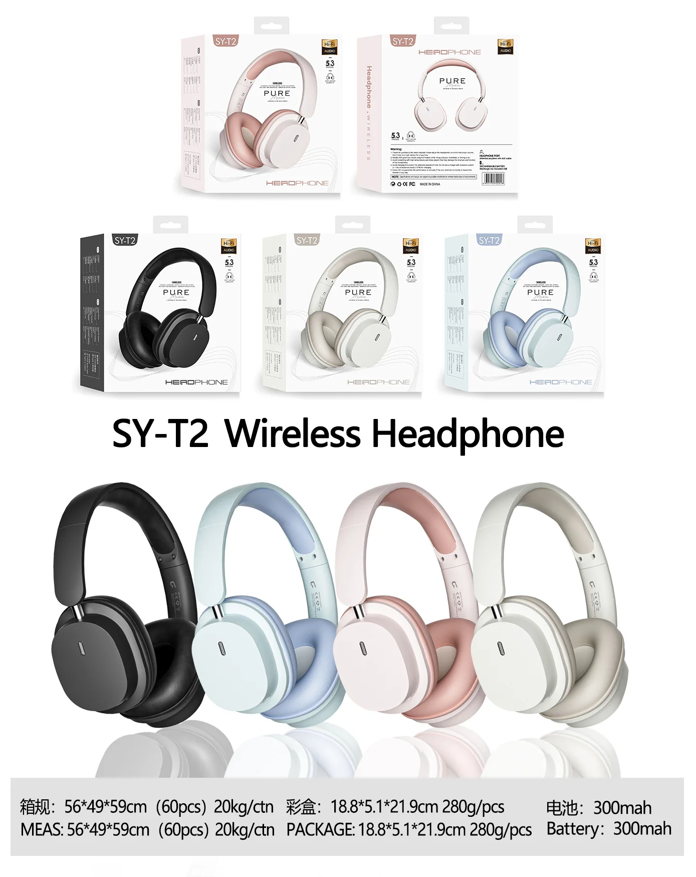 Hot Sales BT5.3V Wireless Portable Headphone Heavy Bass Foldable ...
