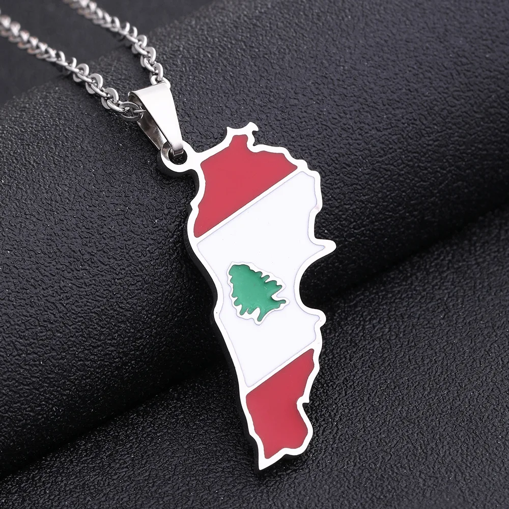 Lebanon Flag Necklace - 18K Gold Plated Enamel Pendant