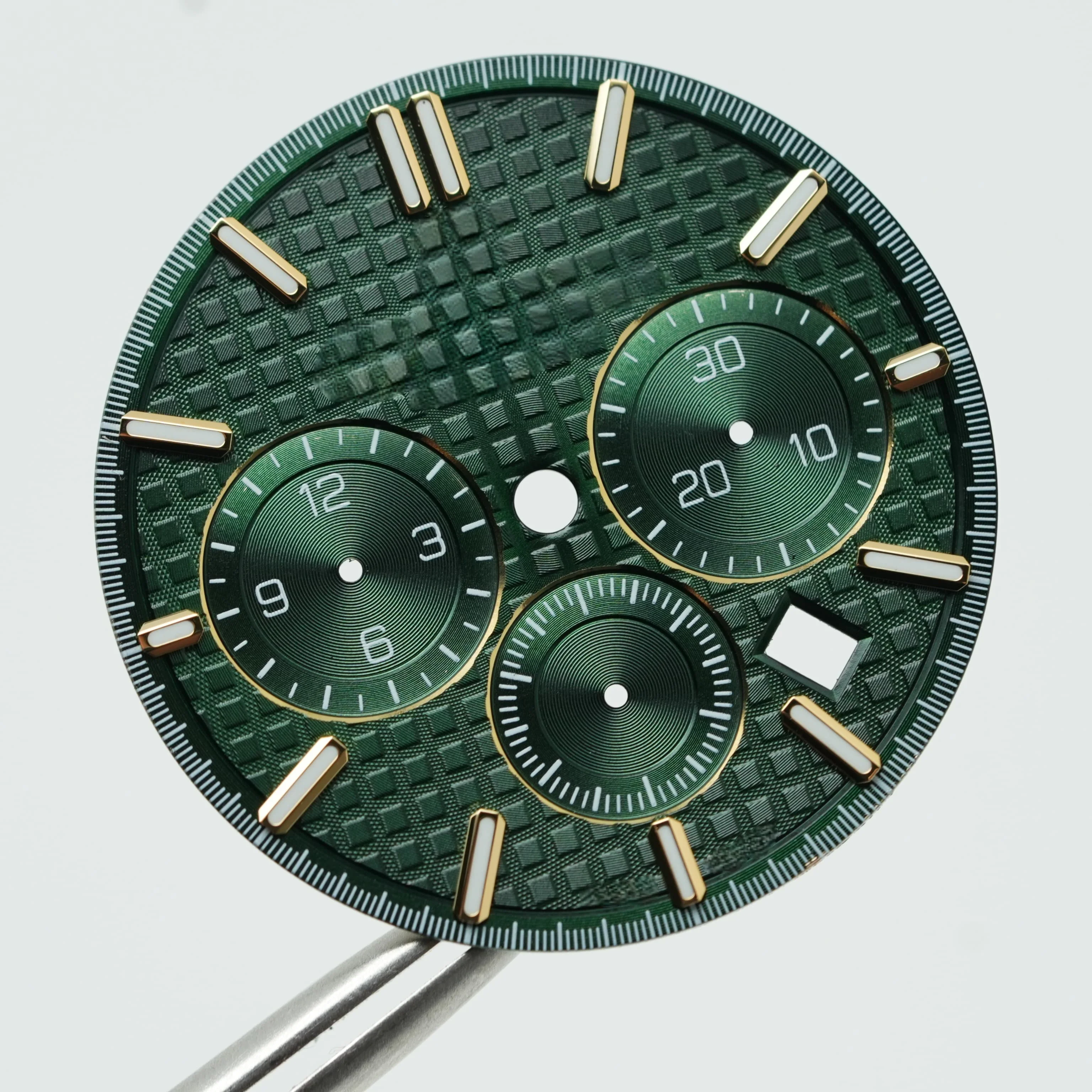 18K Gold Luxury Chronograph Dial Stainless Steel Aftermarket Watch Part ...