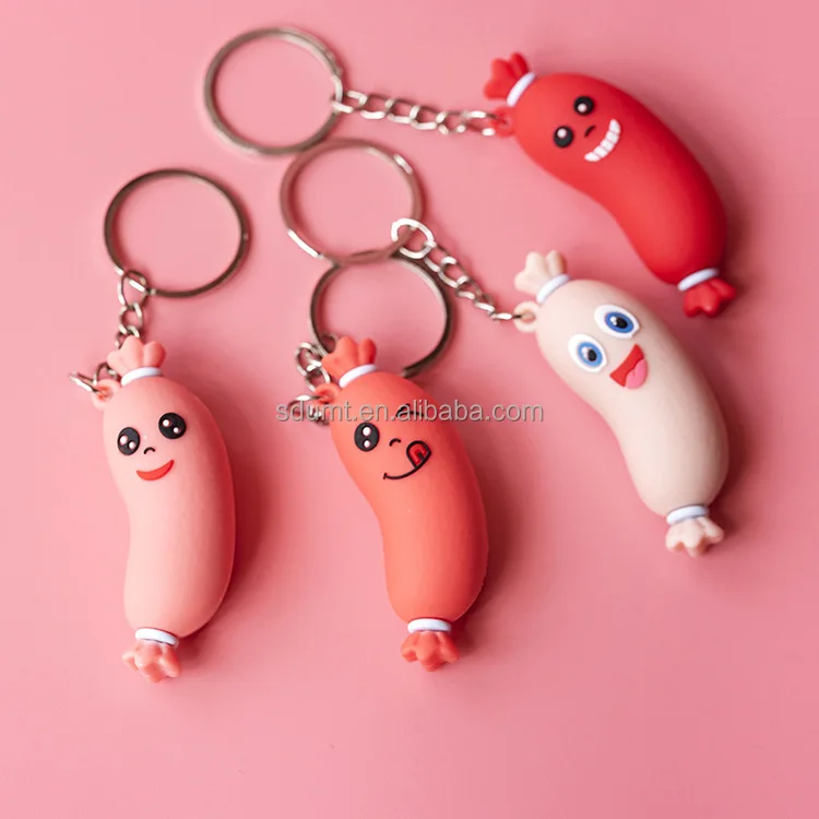 Creative Cartoon Ham Sausage Keychain Bag Pendant Sausage Smile Cute ...