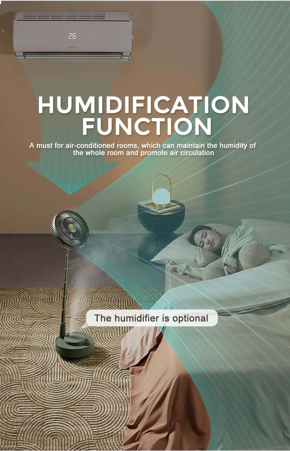 EDON Telescopic Folding Portable Outdoor Humidifier Stand Battery USB Fan