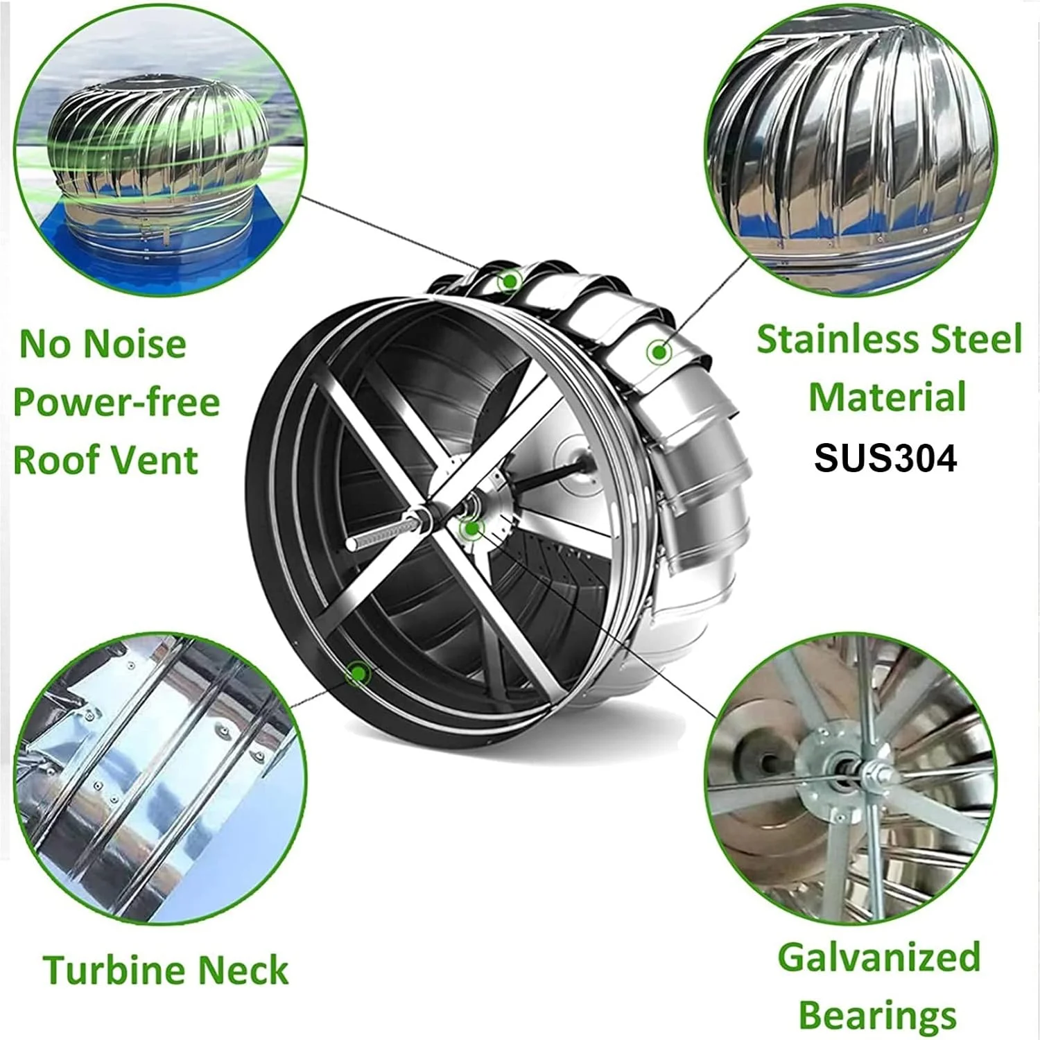 Customizable Industrial Roof Ventilation Fan Self-Directed Non-Powered ...