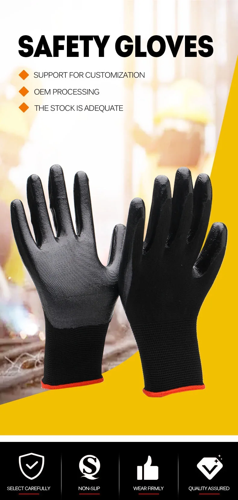 SWP002 SAFETY PU Coat DMF Free ESD Touch Screen Knit Work Gloves Safety ...