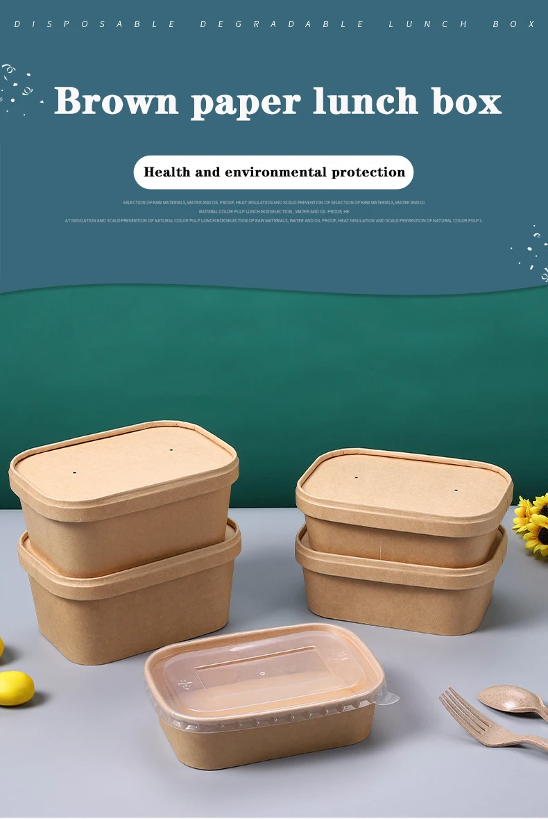 Microwavable Kraft Paper Food Packaging Containers Disposable