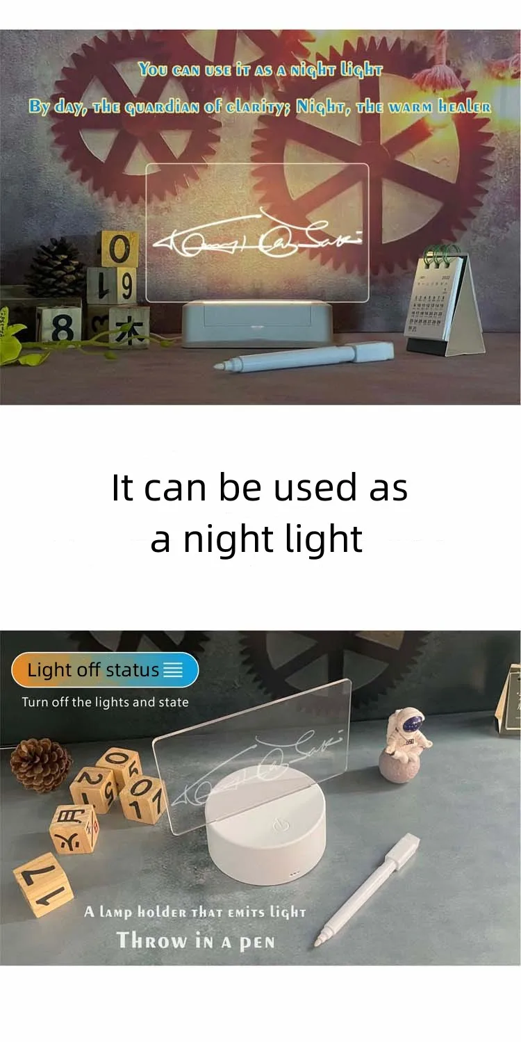 High Transparent Acrylic DIY Note Board Light - Creative LED