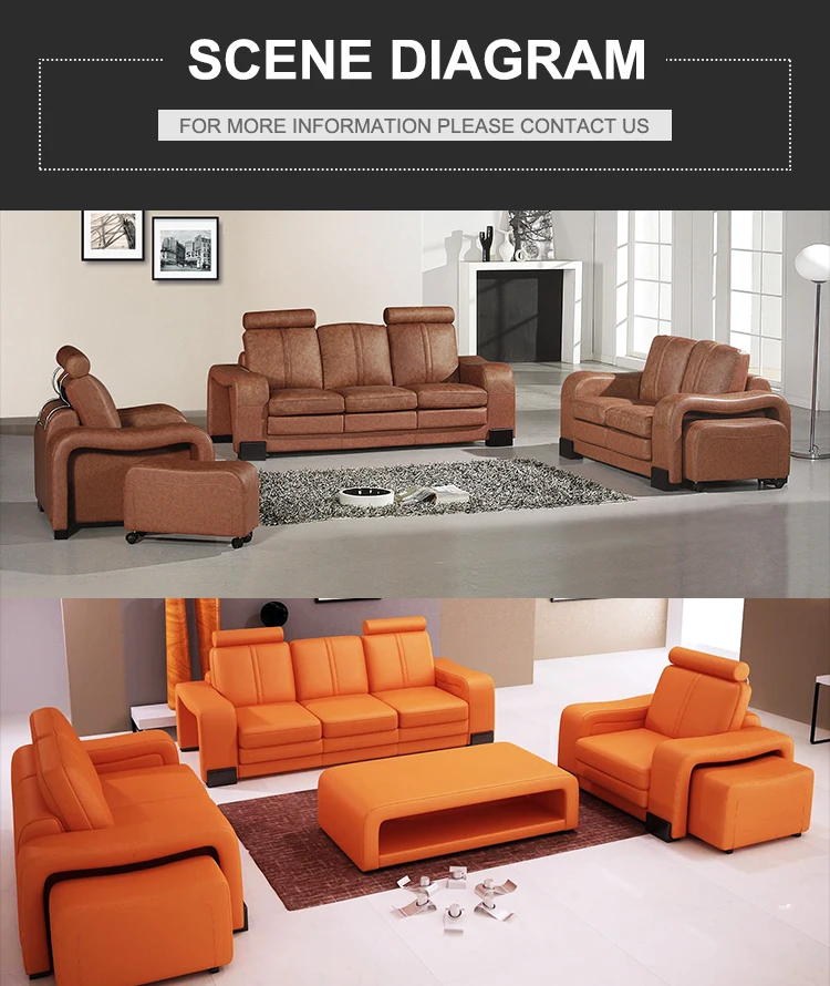 Italian Modern Style Living Room Sofas Leather Modern Sofa Set 3 2 1 Tan Leather Recliner Sofa ...