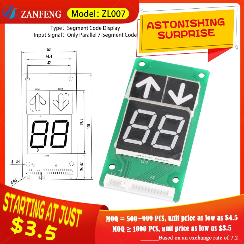 Customized 7 Segment Display for Elevator Floor Indicators