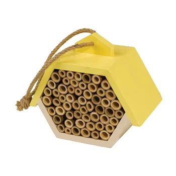 Hexagon Wooden Pollinator Bee Nest Insect House With Bamboo - Buy ...