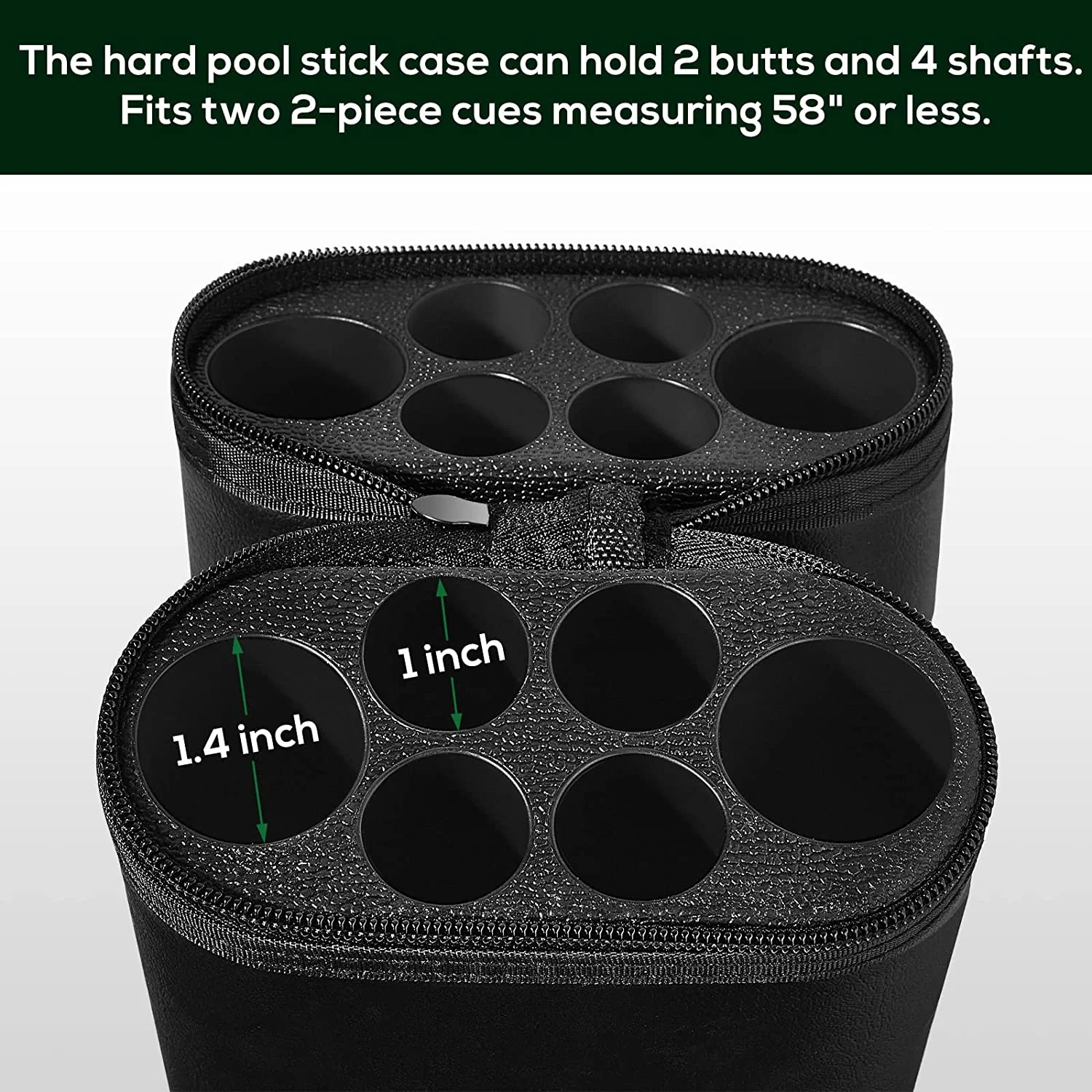 2x4 Oval Pool Cue Case Bag - Durable PU Leather Protection