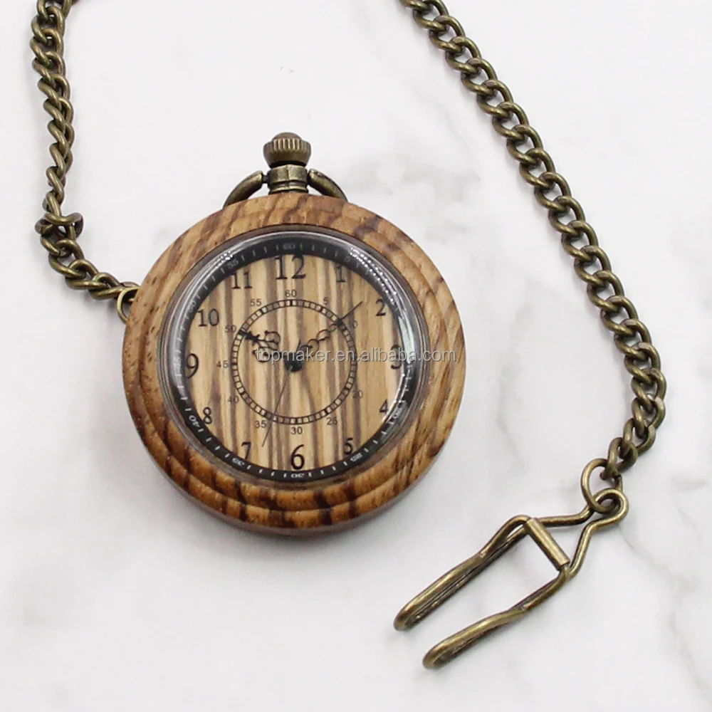 Round Shape Vintage Wood Pocket Watch Wood Anniversary Gift - Buy Wood ...