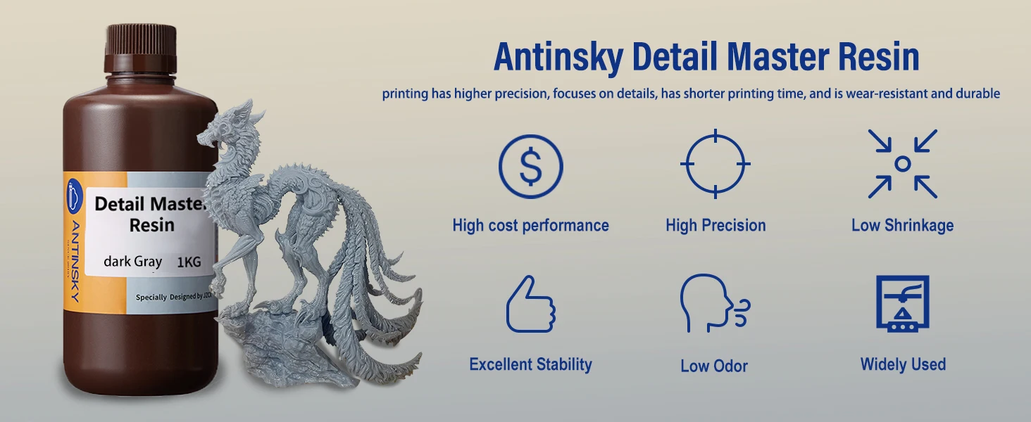 Antinsky Detail Master Resin 1kg High Precision 3D Photopolymer Resin ...