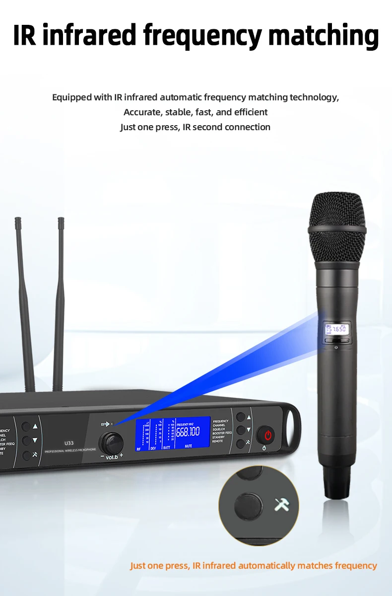 Dual-Channel Long-Distance Wireless Microphone True Diversity U-Segment ...