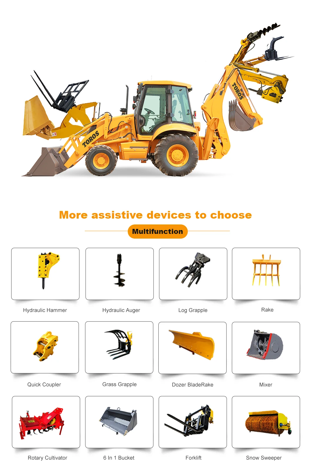 New 5 Ton Heavy Backhoe Loader with Customized Accessories for ...