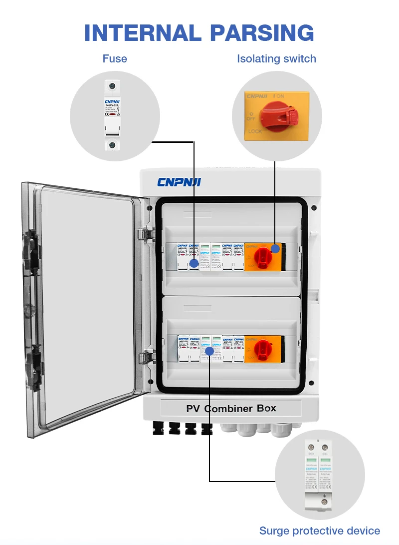 New Design 2p 500v Ip65 4 In 2 Waterproof 80a Pv Combiner Box 4 String ...