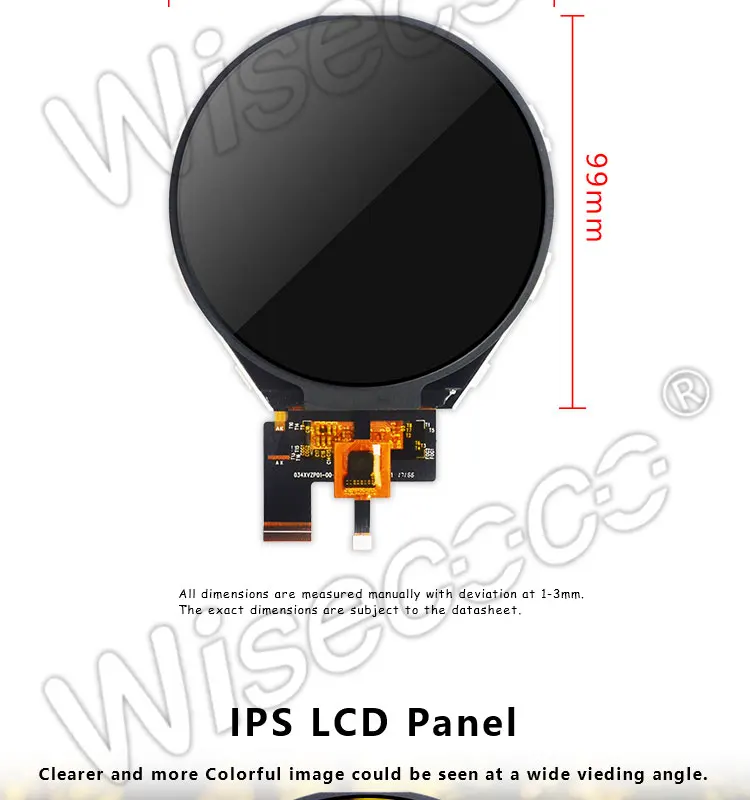 Circular Lcd 3.4 Inch Tft Ips Panel 800*800 Pcap Touch Screen 7h Round ...