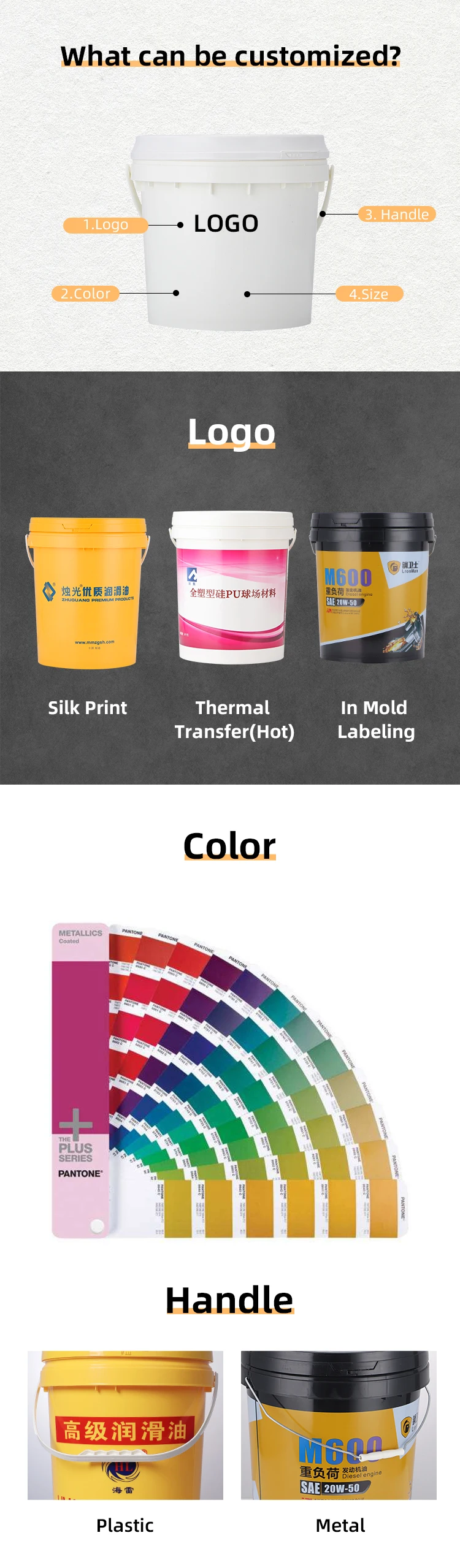 Customized Logo New Pp Round Empty Industrial Stackable Chemical Hand ...