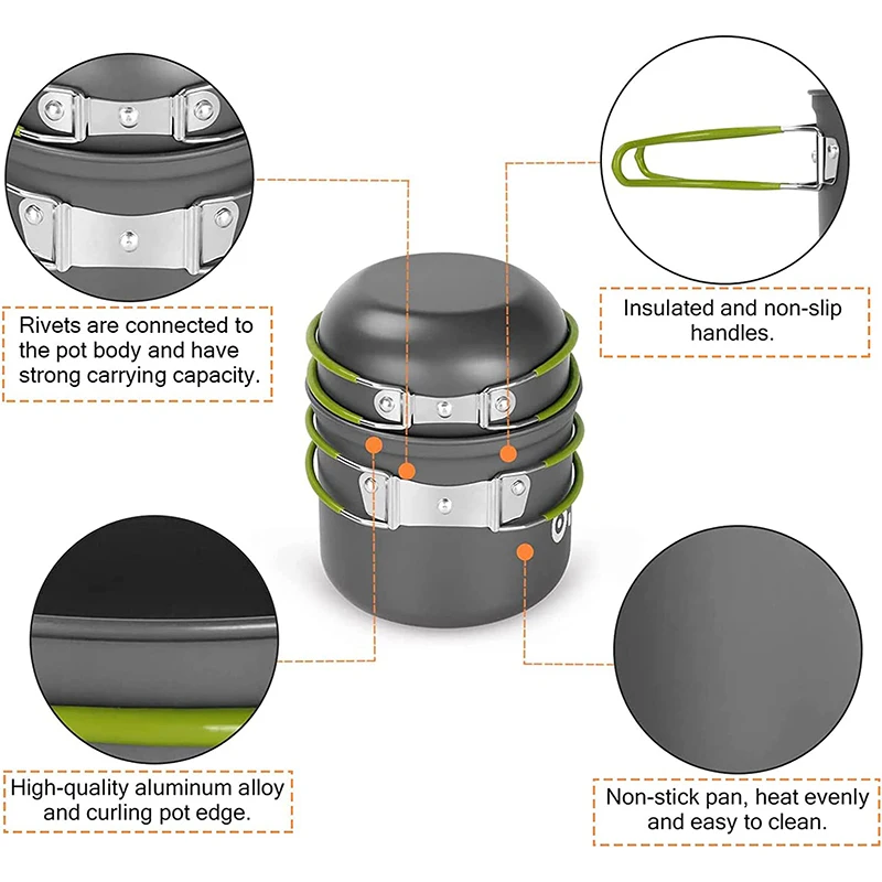 Alocs Portable Lightweight Hiking Backpacking Outdoor Gear Travel Pots ...