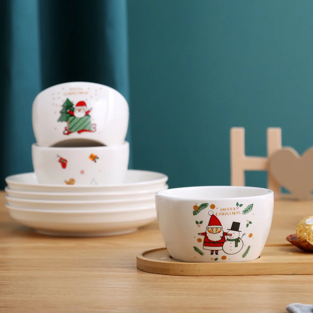 Gift Box Christmas Ceramic Dinnerware Set Bowls And Plates Set For ...