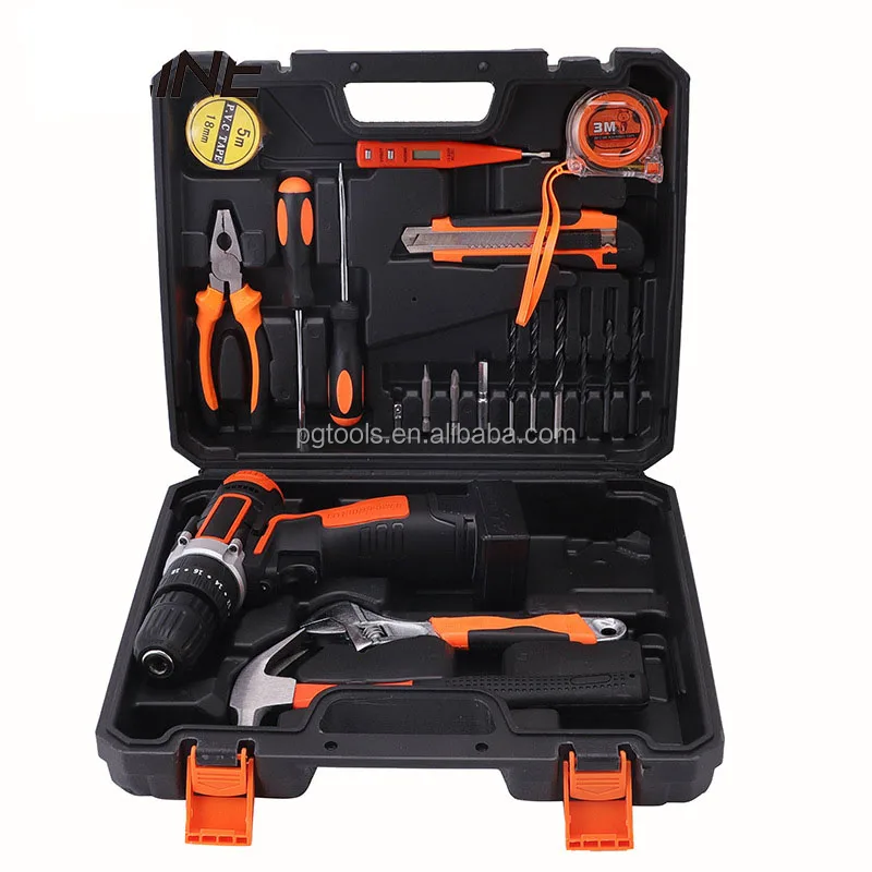 Power Tools Combination Toolbox Home Repair Toolkit Cordless Electric ...