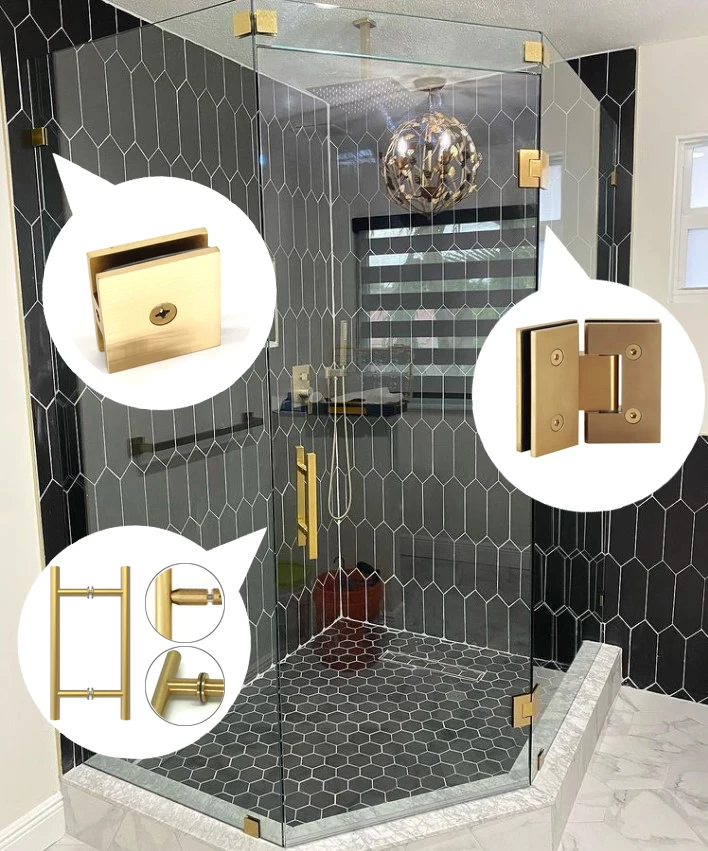 Solid Brass SCU 4 Square Shower Enclosure Frameless Glass Shower Door ...
