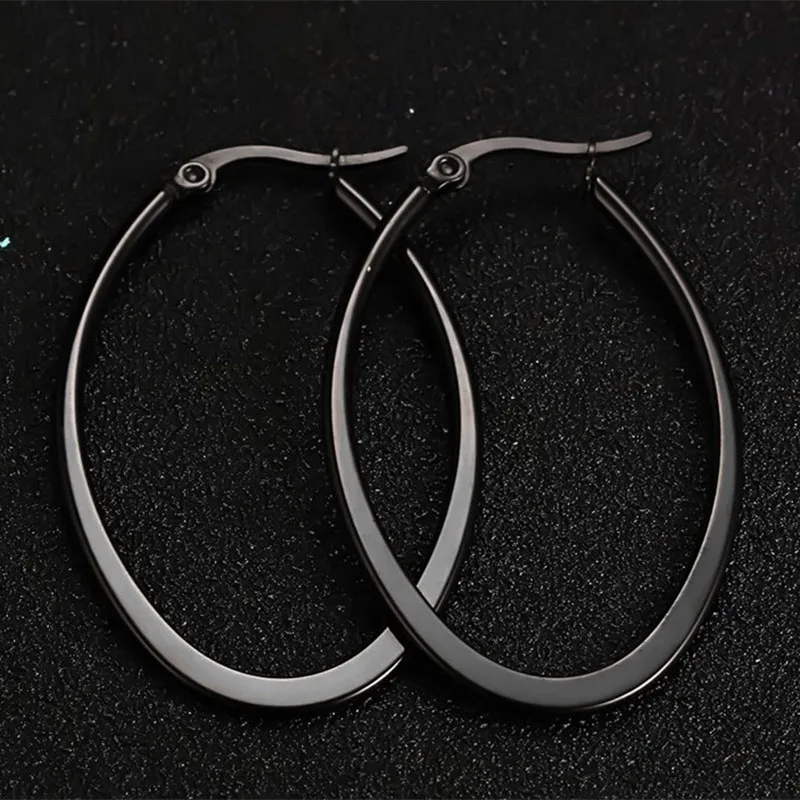 XR Jewelry Hoop Earrings - Black Polished Stainless Steel