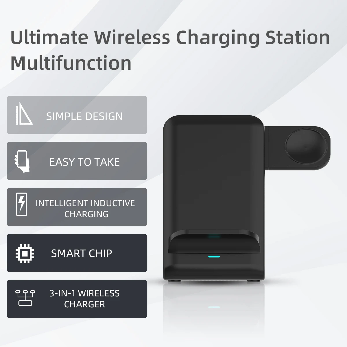 Qi Lamp Stand Fast 15w Universal 3 In 1 Stand Wireless Charger For ...