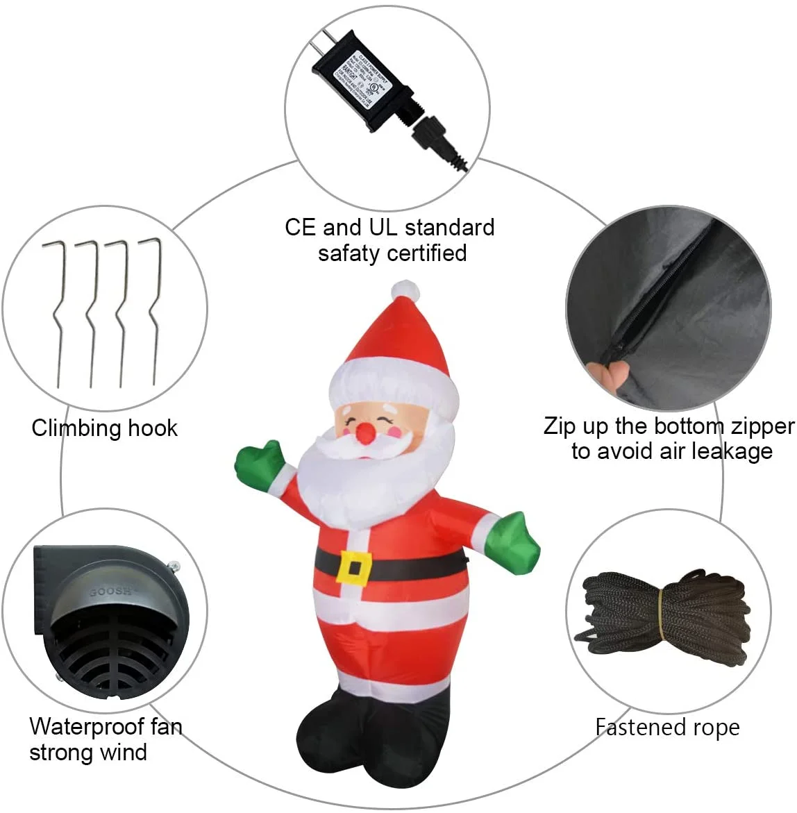 Life Size Santa Claus Outdoor Christmas Yard Decor Light Ornaments ...