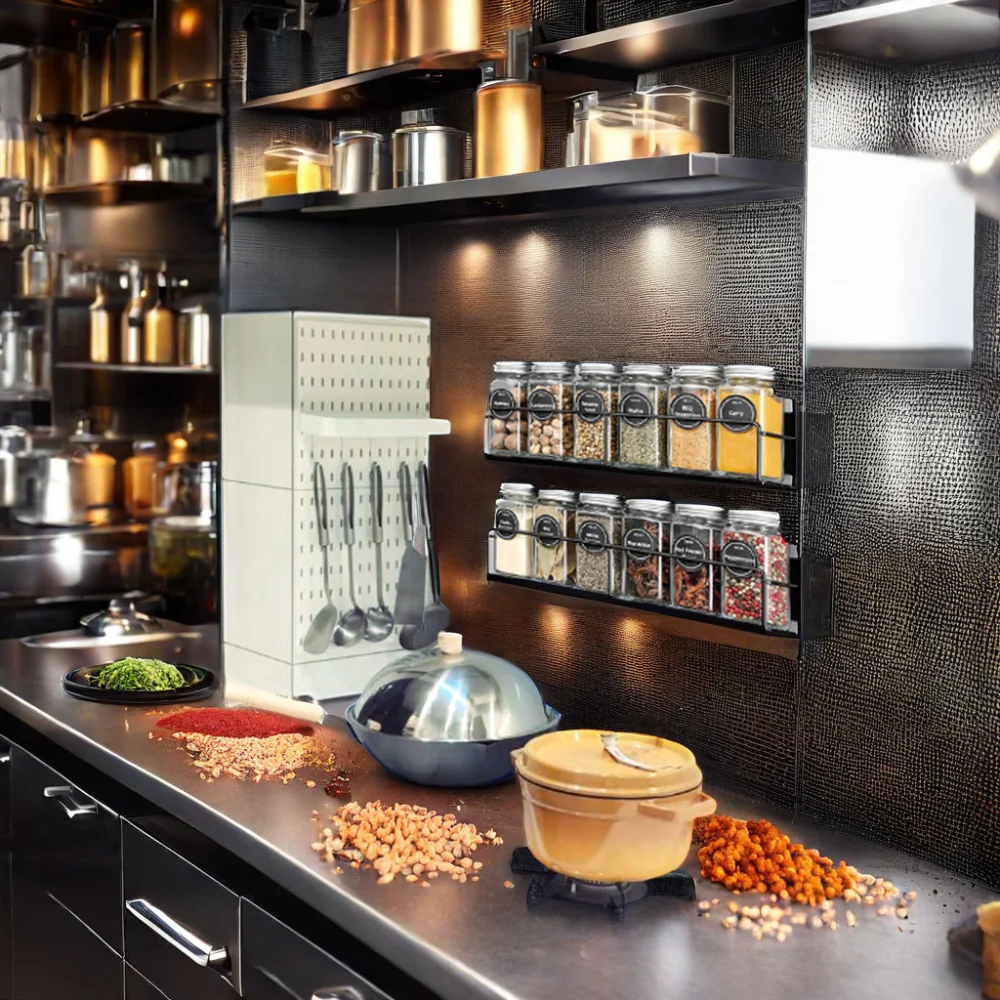 Modern Magnetic Spice Racks - Efficient Kitchen Storage