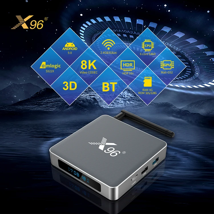 2022 New Arrival Android 9.0 Tv Box X96 X9 S922x Ddr4 4gb Rom 32gb Dual Wifi 1000m 4k 60fps ...