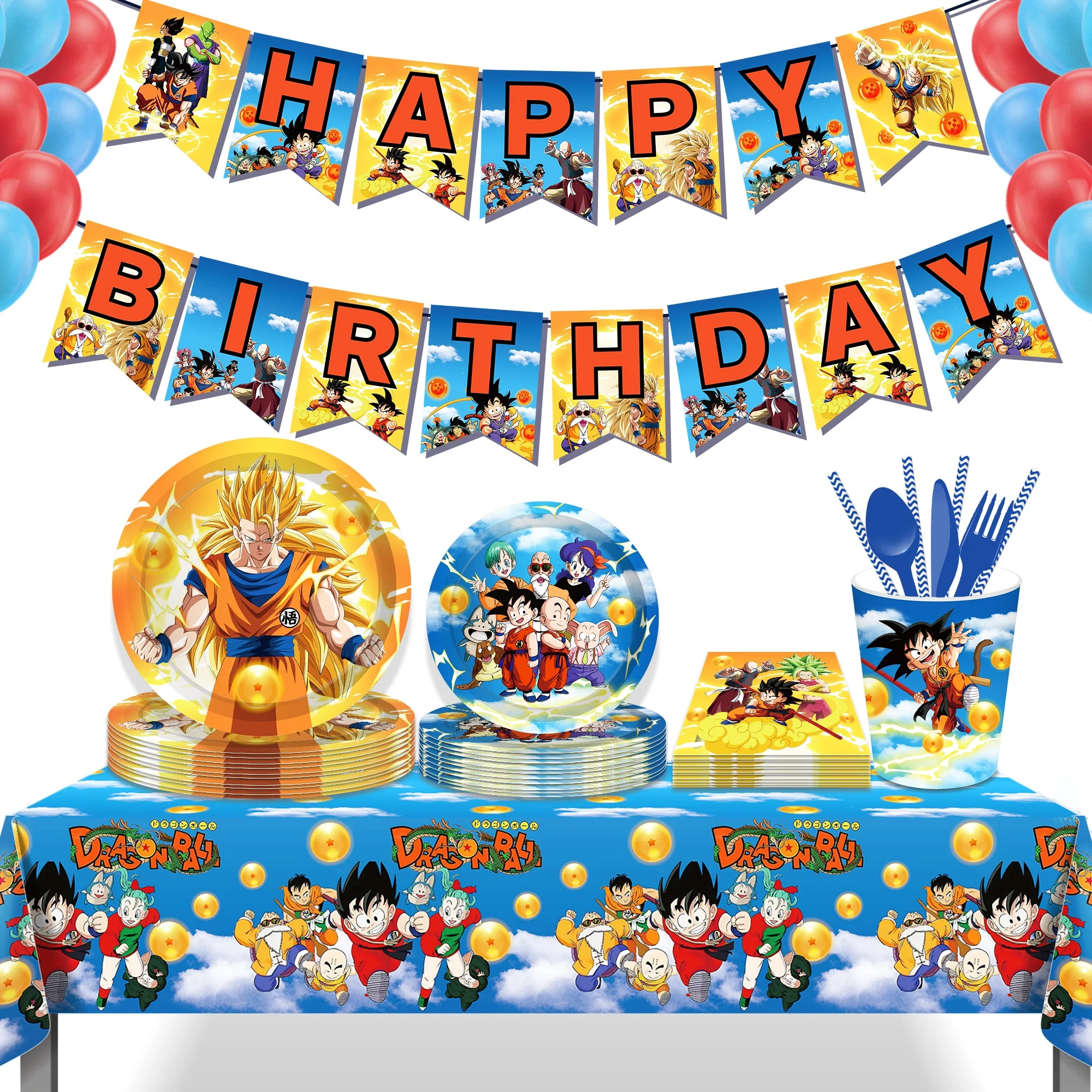 Mm219 Dragon Ball Party Disposable Paper Tableware Set Dessert Plates ...