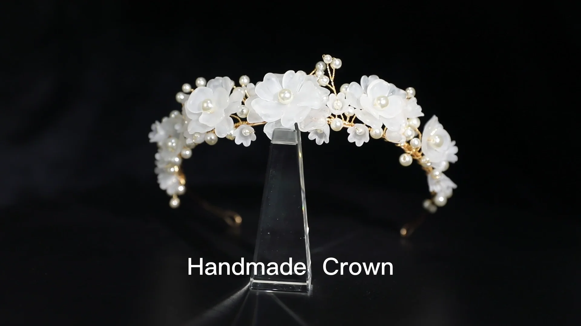 Handmade Pearl Tiaras Resin White Flower Unique Design Bridal Tiara ...