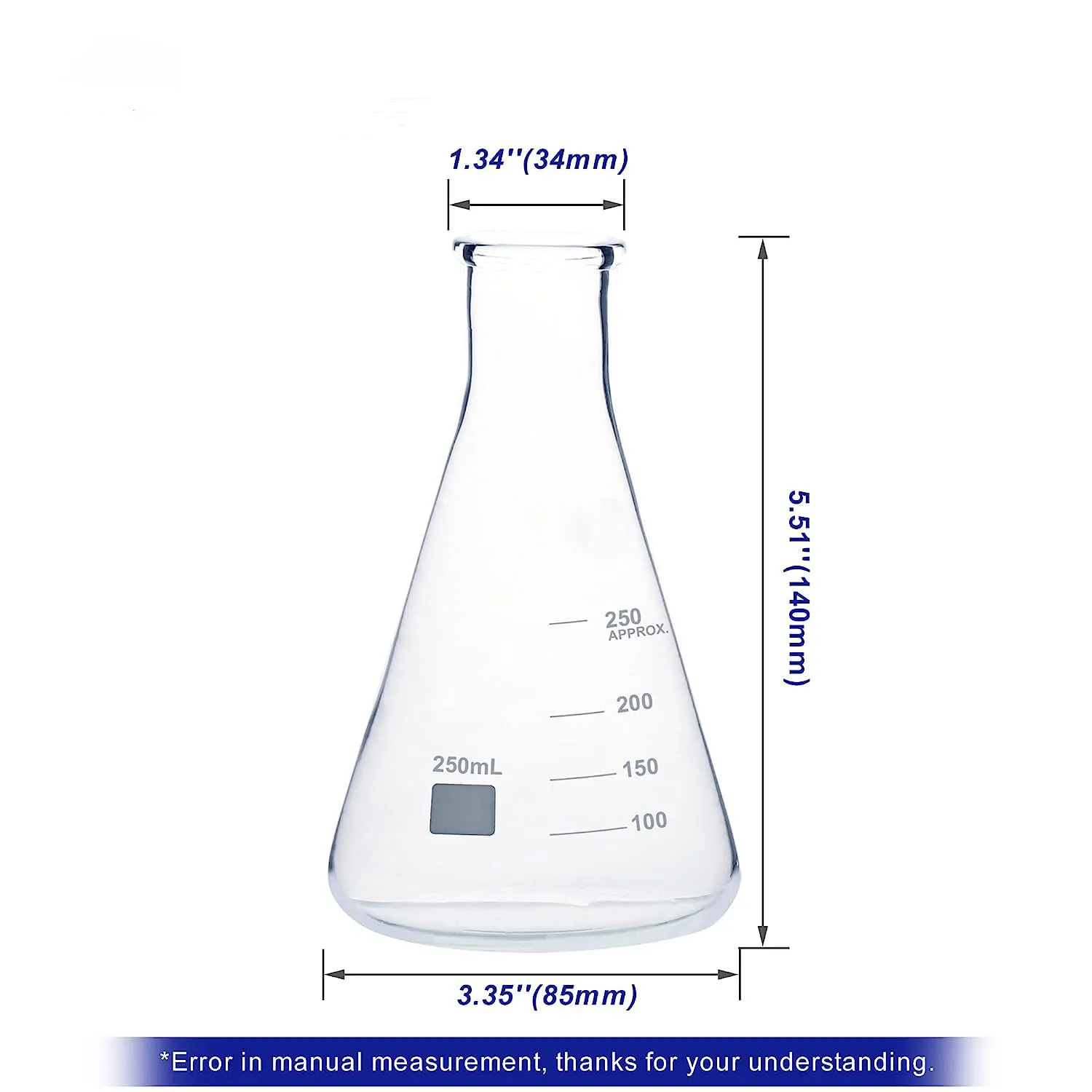 Laboratory Glassware Erlenmeyer Flask Graduation Mark Borosilicate Narrow Neck Conical Flask ...