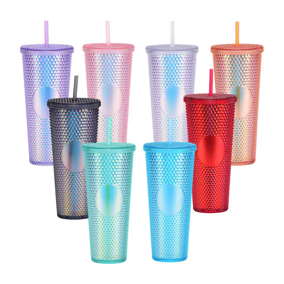 New 2023 Studded 24oz Reusable Milkshake Mugs Drinkware Bling Double ...