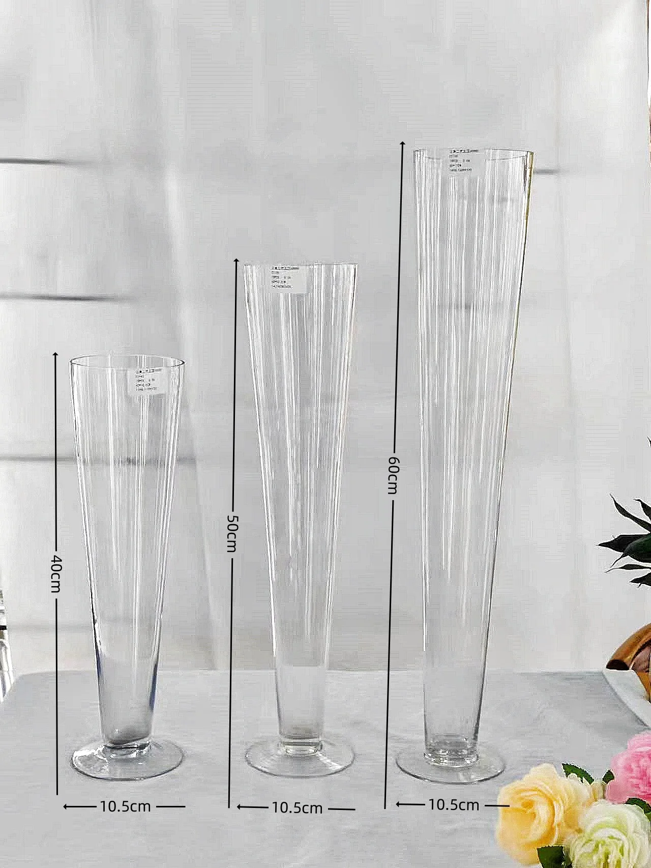 Modern Long Glass Bottle Vase Clear Glass Bud Vase for Wedding ...