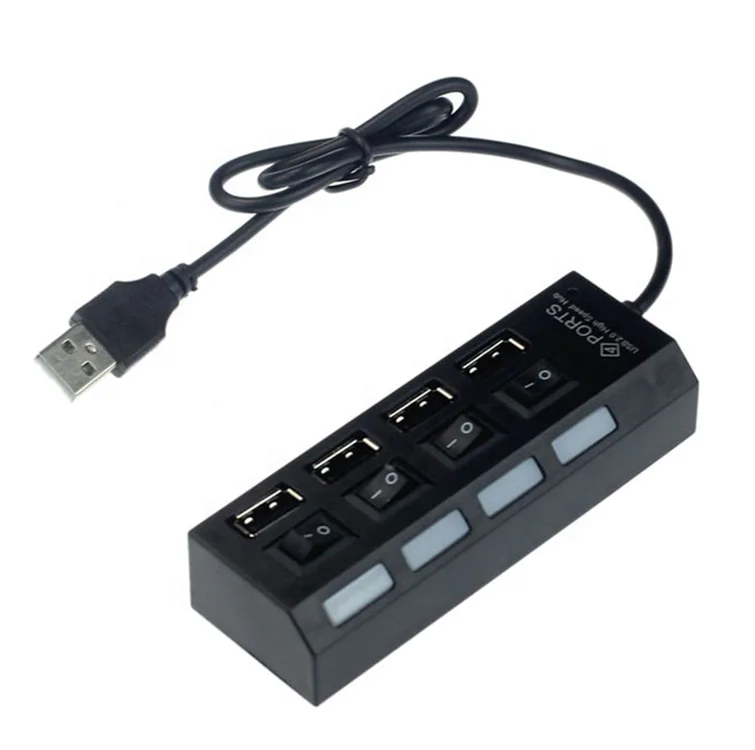 4 Port Power On/Off Switch LED Hub USB for PC Laptop Notebook| Alibaba.com