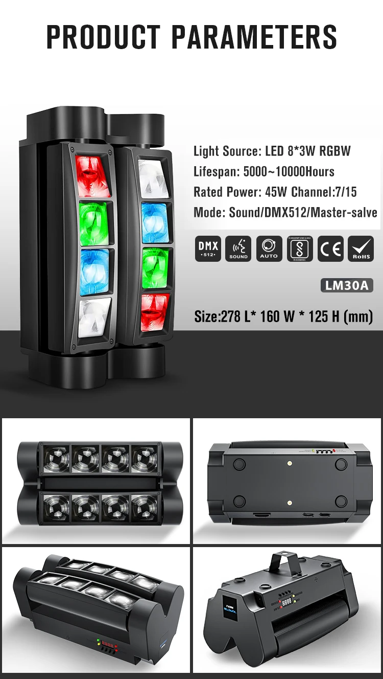 Big Dipper LM30A RGBW LED Moving Head Spider Lights for Party