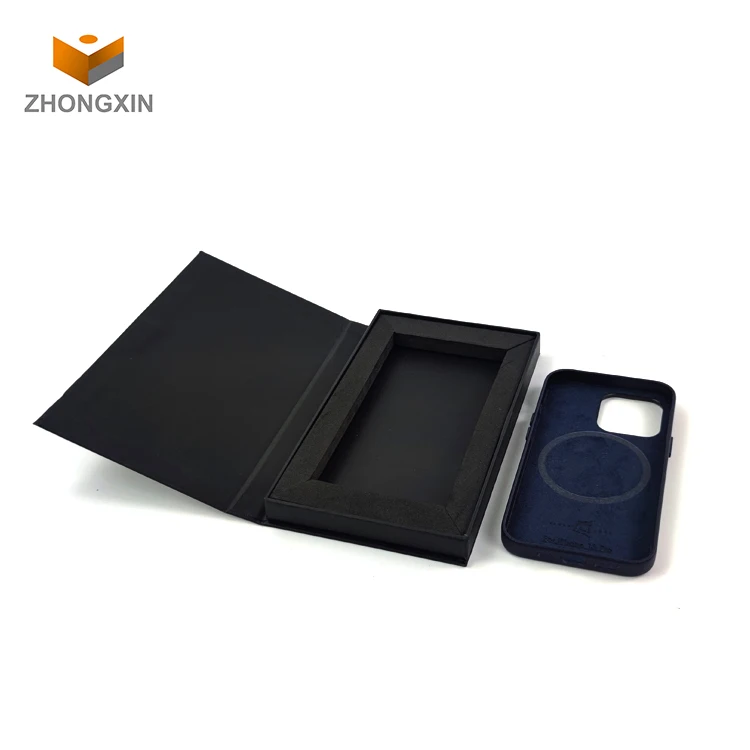 Luxury Empty Matte Black Paper Cardboard Cell Phone Case Packing Box ...