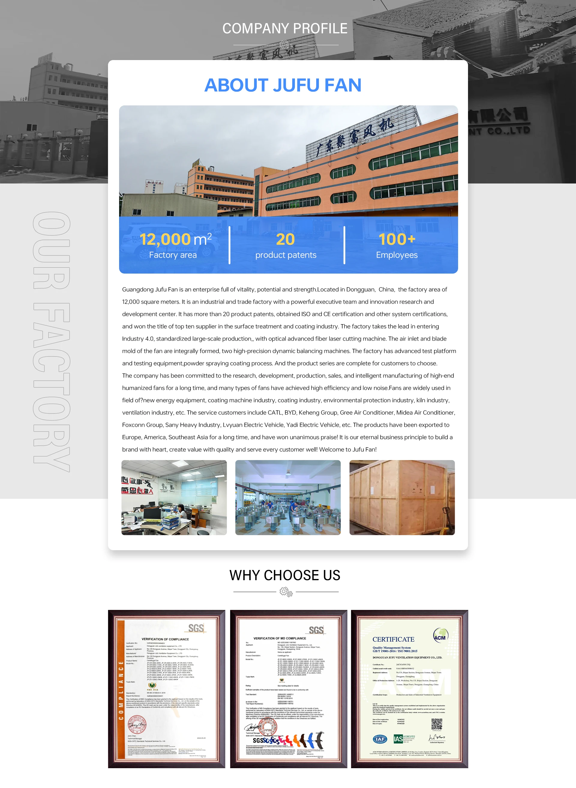 Company Overview - Dongguan Jufu Ventilation Equipment Co., Ltd.