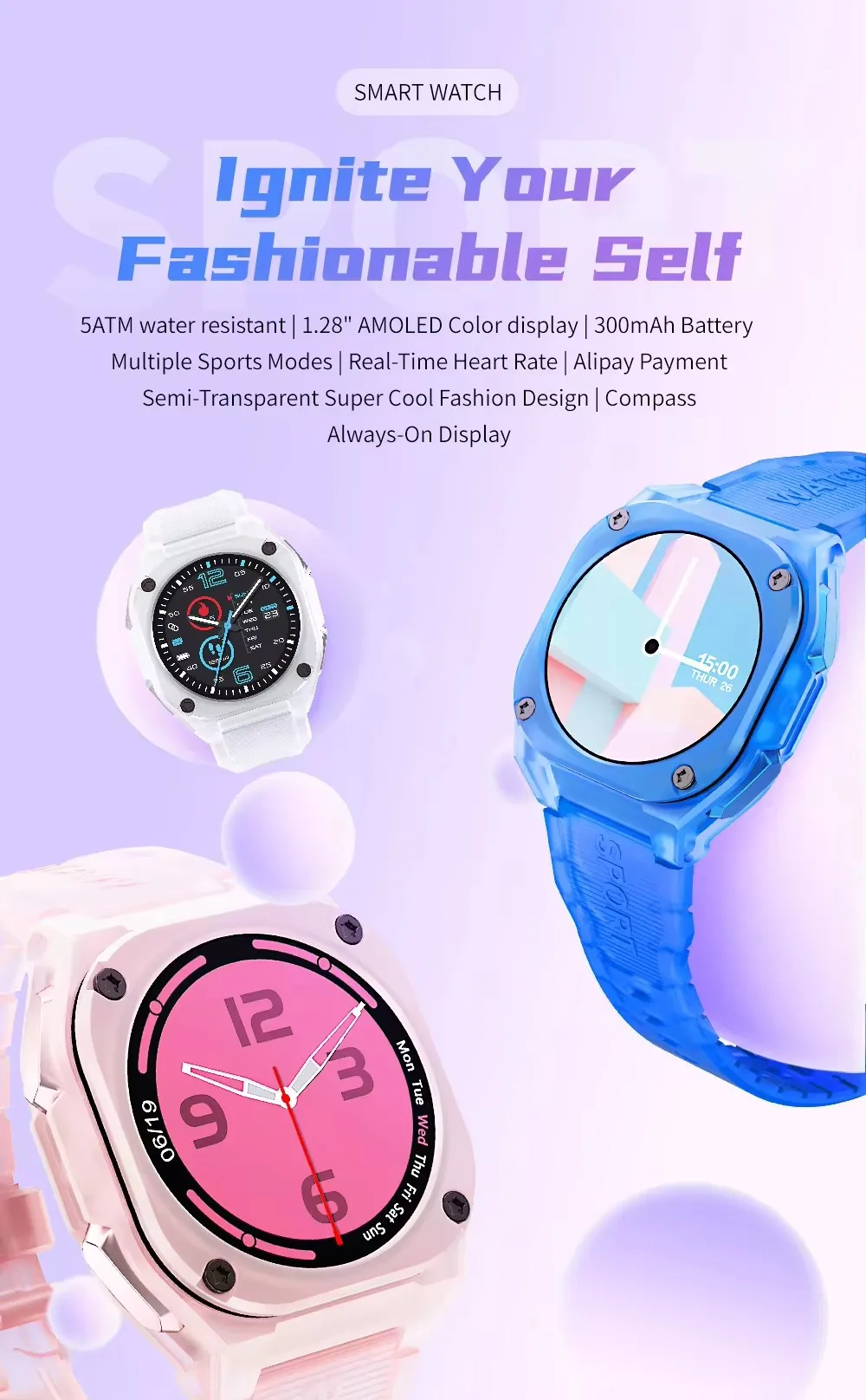 New 2024 Fashion B3 Amoled Outdoor Sport Phone Call Smartwatch ...