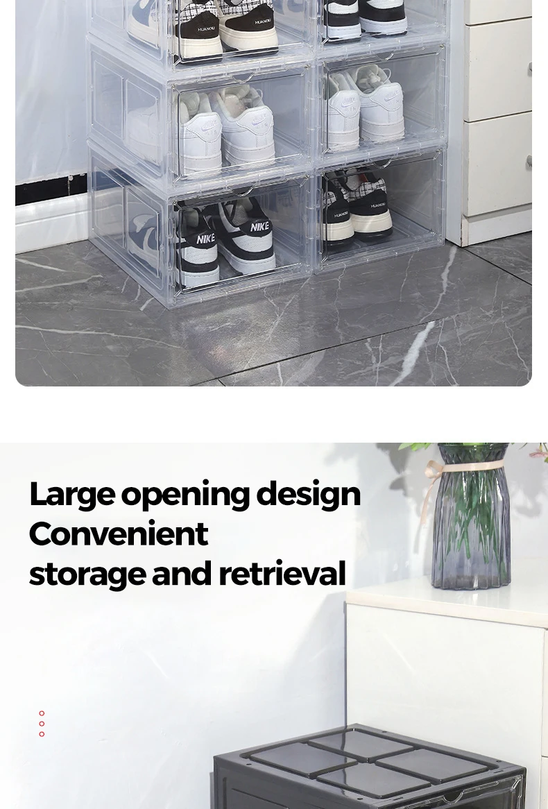 Plastic Clear Shoe Case Fashionable Stackable White/Black Shoe Box ...