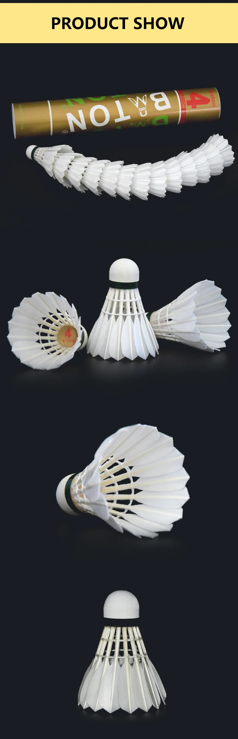 Baton BT-NO.4 Badminton Shuttlecock - Professional Duck Feather Birdie ...