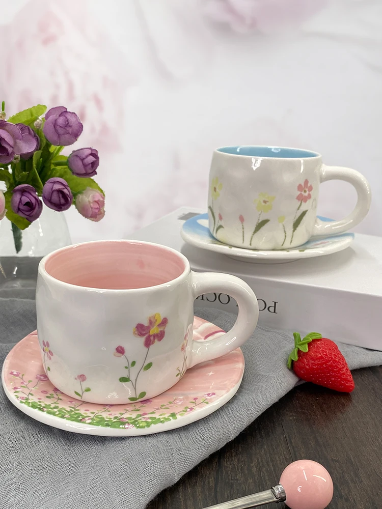ZC INS Irregular Flower Design Cup Saucer Sets for Coffee and Tea ...
