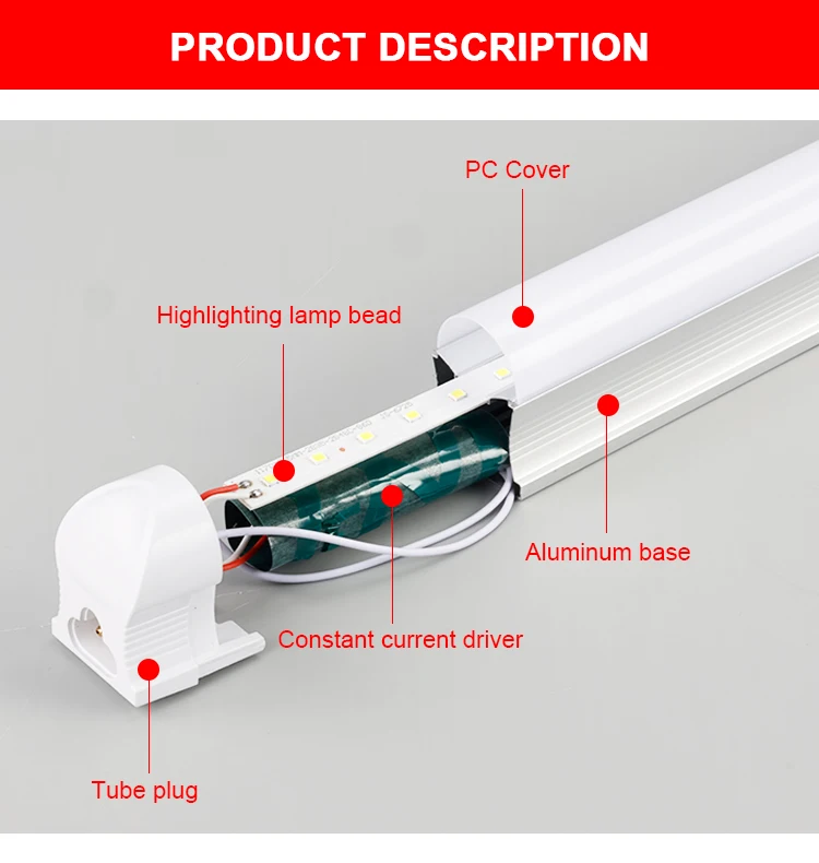 Aluminum T5 T8 Led Tube Light Fixture 2 4 Feet 9w 18w 24w 36w T8 Integrated Led Tube Lighting ...