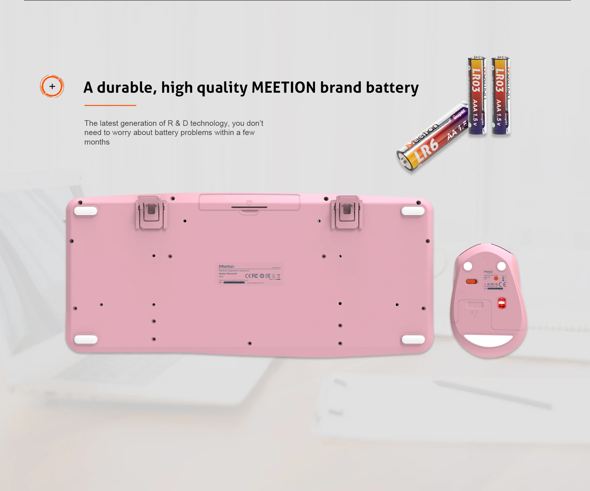 Meetion Directora Ergonomic Wrist Keyboard Mouse Natural Typing Wireless Dpl Switch Free Mouse