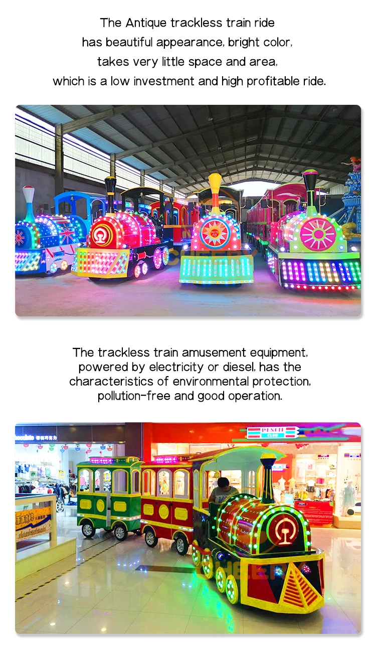 Buy Amusement Park Electric Diesel Engine Tourist Road Trackless Train ...